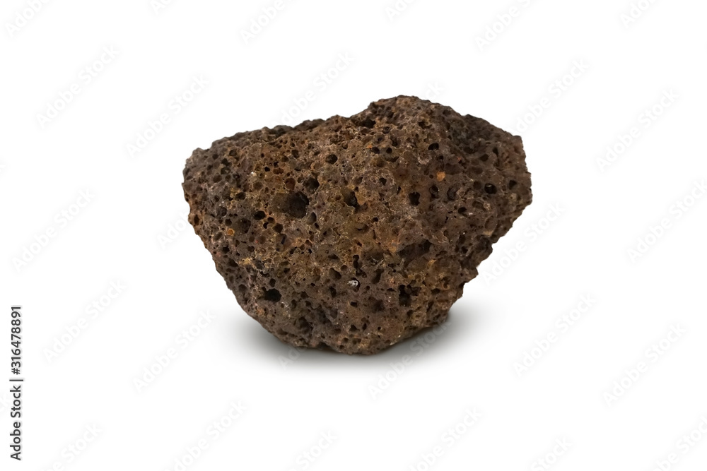 basalt on white background. A basalt is a fine-grained basic igneous ...