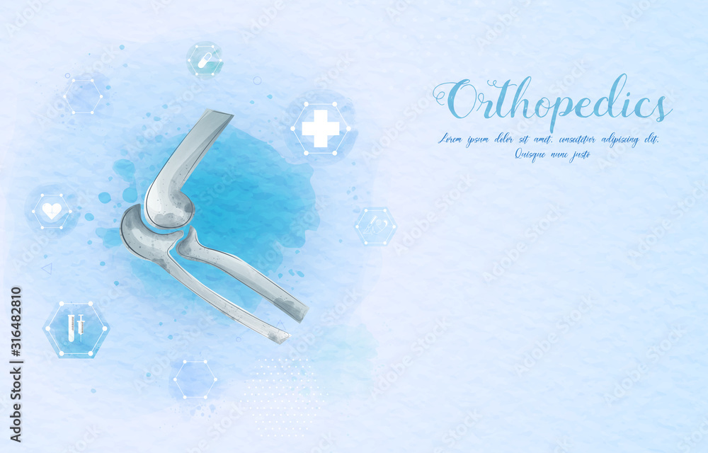 Medical orthopedic watercolor background. Treatment for orthopedics ...
