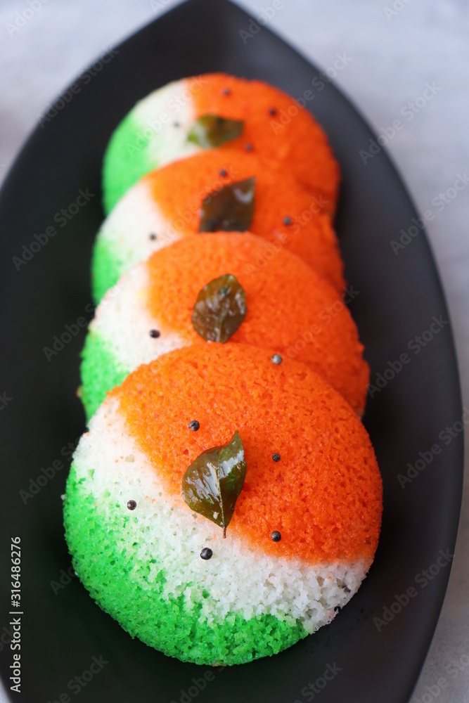 Tiranga Idli or Tricolor Idly cooked in Indian National Flag colors ...