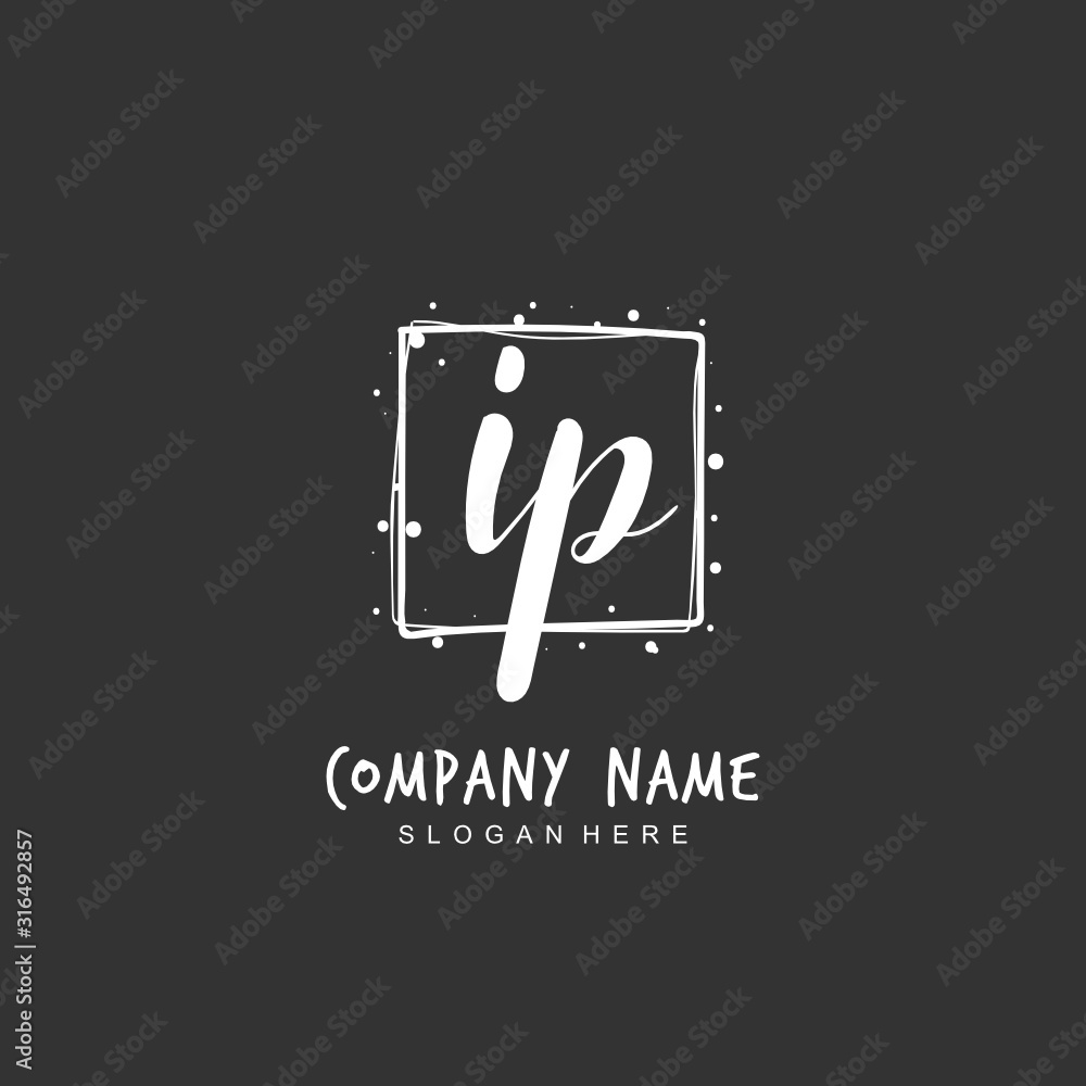 Handwritten initial letter I P IP for identity and logo. Vector logo ...