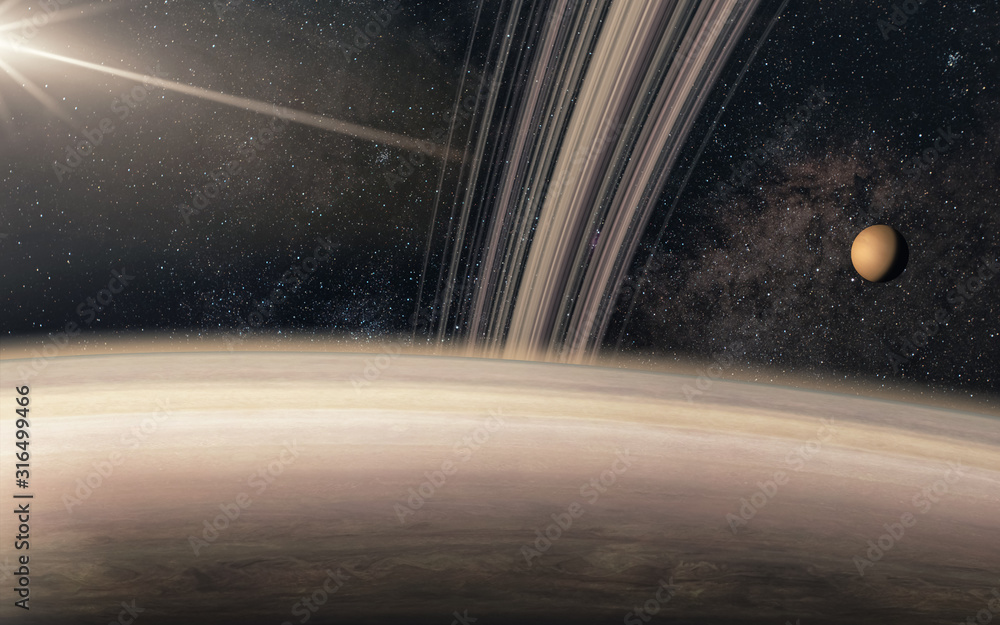 View Of Saturn From Titan
