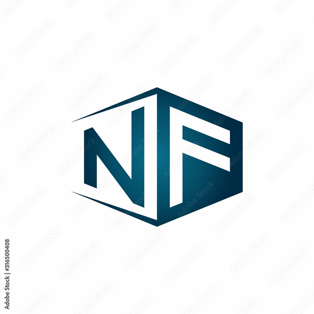 Vecteur Stock NF monogram logo with hexagon shape and negative space ...