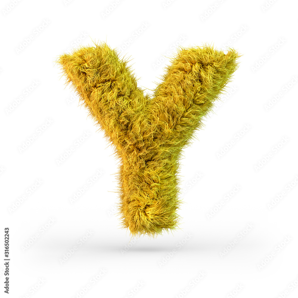 Capital letter Y. Uppercase. Yellow fluffy and furry font. 3D Stock ...