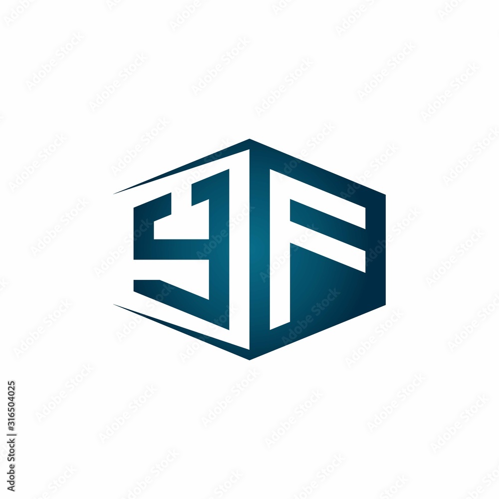 YF monogram logo with hexagon shape and negative space style ribbon ...