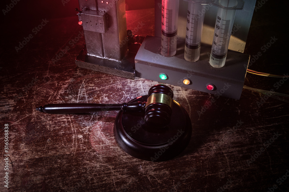 Prisoner handcuffed to death by lethal injection, vial with sodium ...