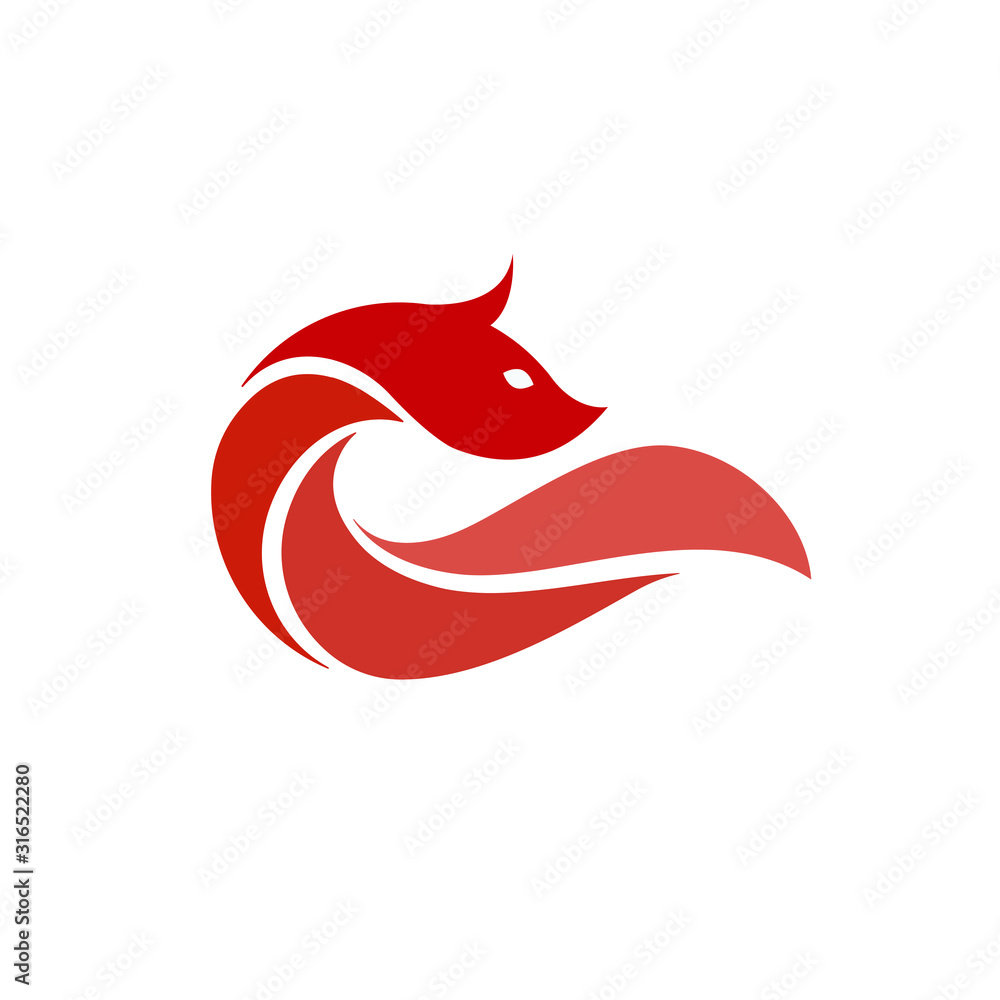 Fox logo fire fox animal wild mammal vector predator tail orange fur ...