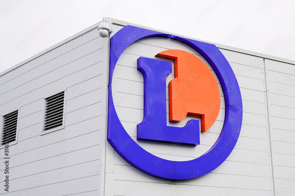 Leclerc hypermarket logo round chains foodstuffs e.leclerc sign shop ...
