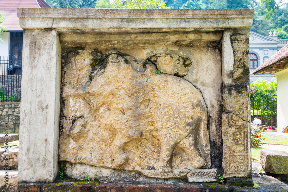 Bas-Relief With The Figure Of An Elephant at Sri Dalada Maligawa or the ...