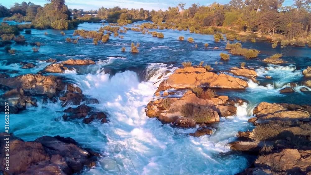 Khone Falls, series of cascading waterfalls and rapids over the Mekong ...