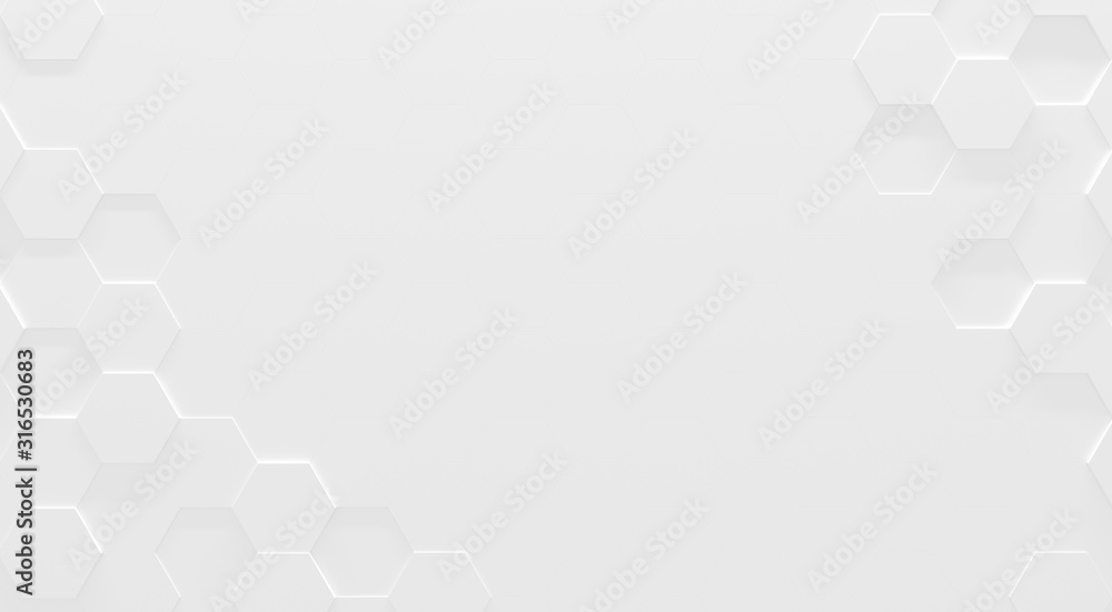 White Hexagon Background With Copy-Space (3D Illustration) Stock ...