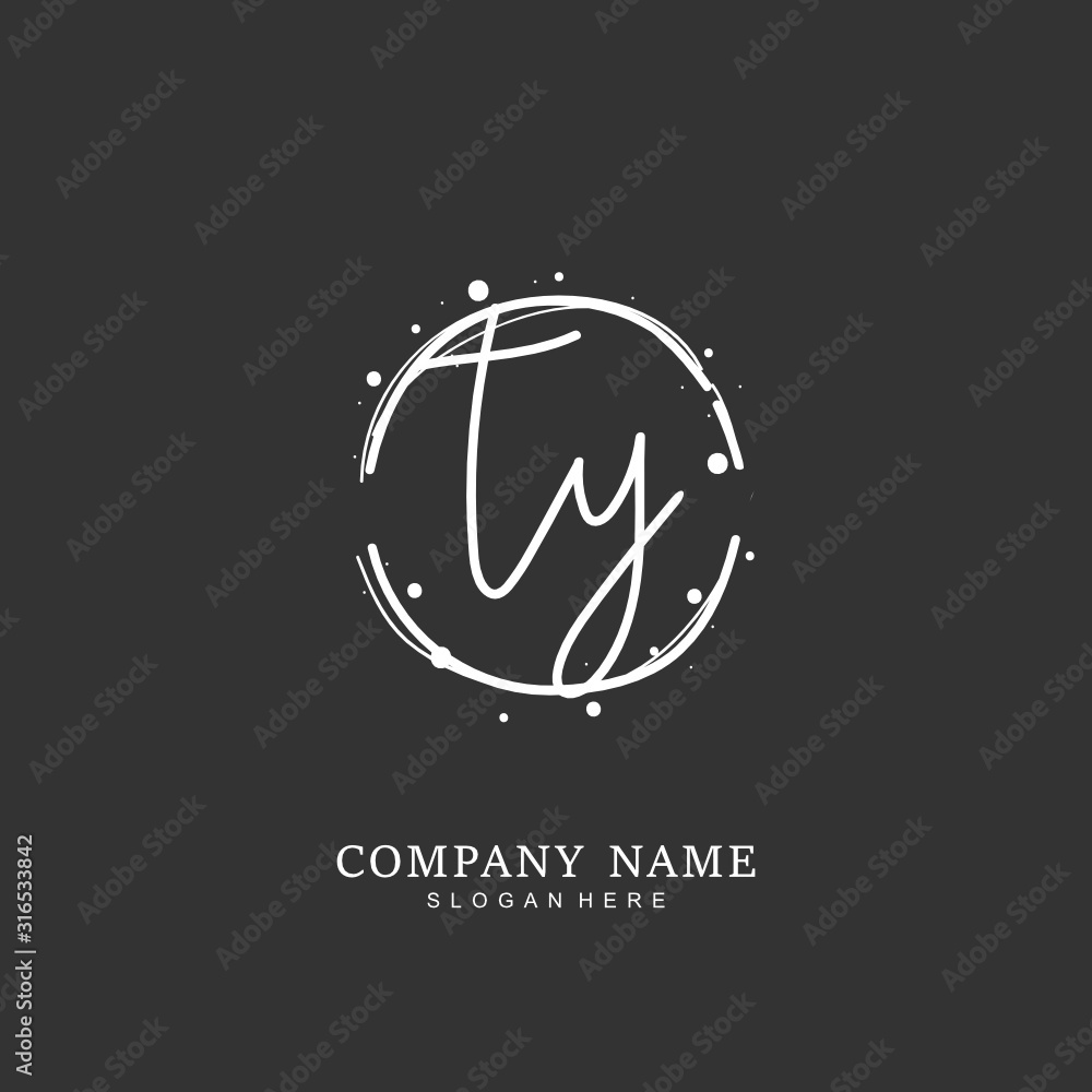 Handwritten initial letter T Y TY for identity and logo. Vector logo ...