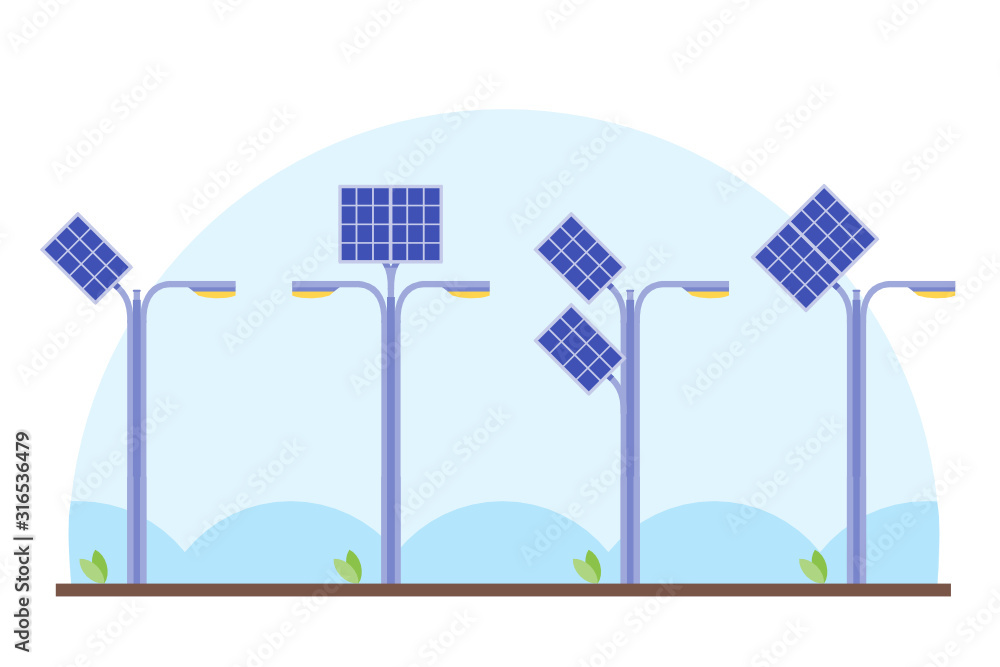 Solar Panel Street Lamp Post vector illustration design. Green energy ...