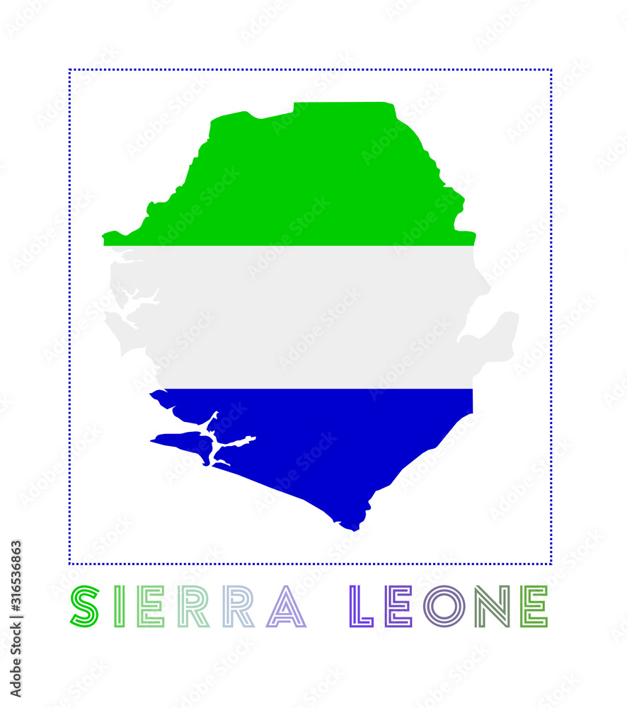 Sierra Leone Logo. Map of Sierra Leone with country name and flag ...