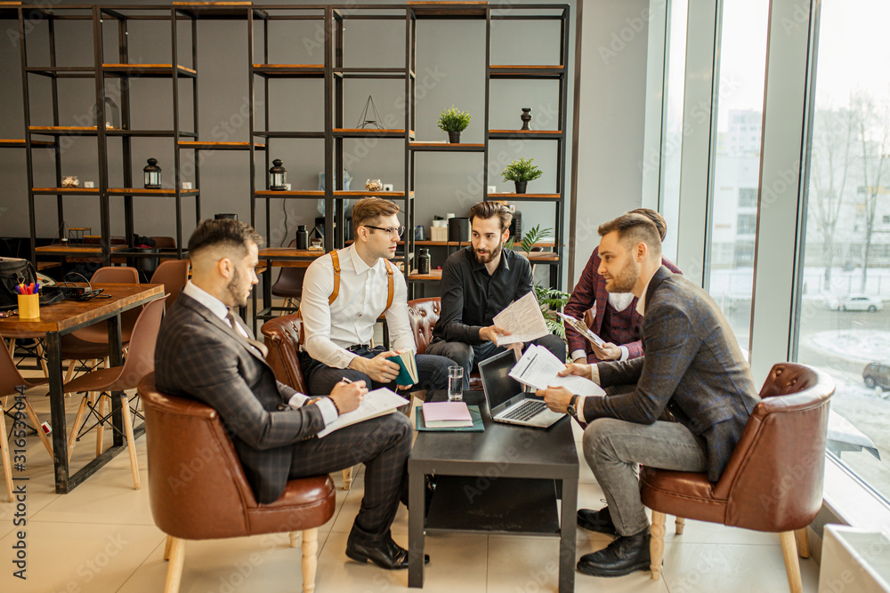 brainstorming time of business team consisted of young successful and ...