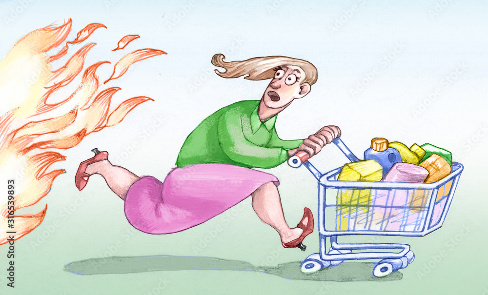 damage of consumerism editorial political cartoon Stock Illustration ...