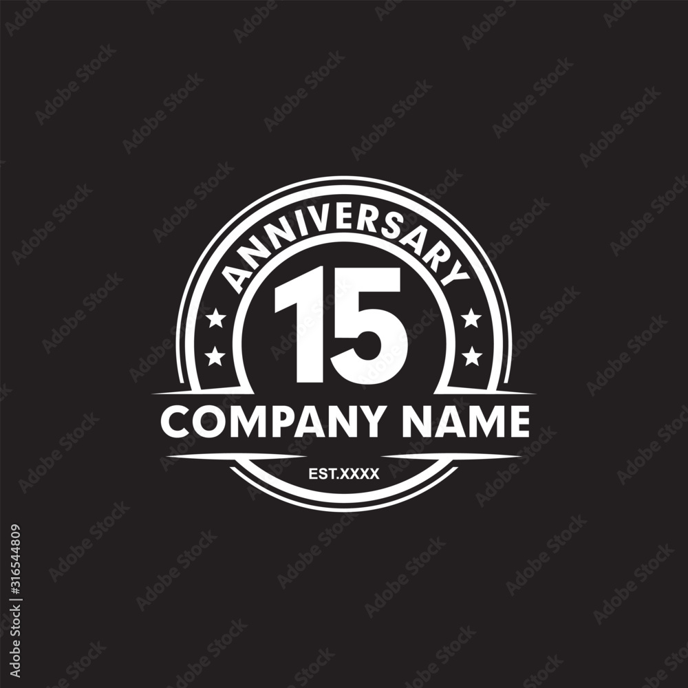 15th year anniversary emblem logo design vector template Stock Vector ...