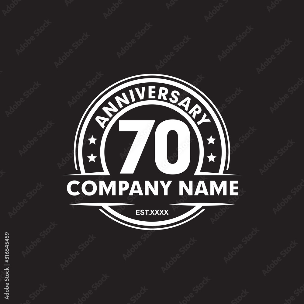 70th year anniversary emblem logo design vector template Stock Vector ...