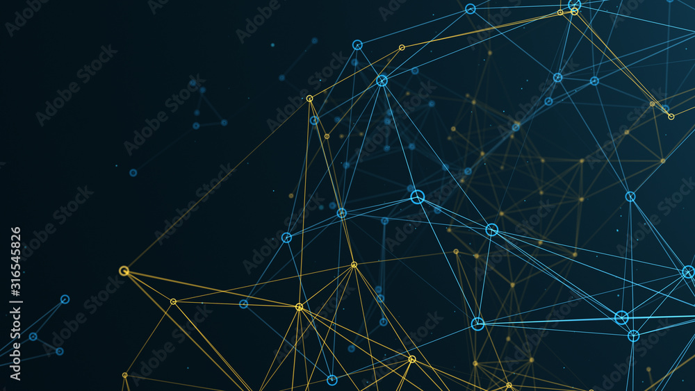 Abstract digital data visualization with connected dots and lines ...