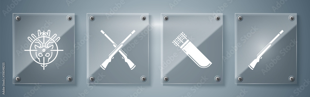 Set Hunting gun, Quiver with arrows, Two crossed shotguns and Hunt on ...