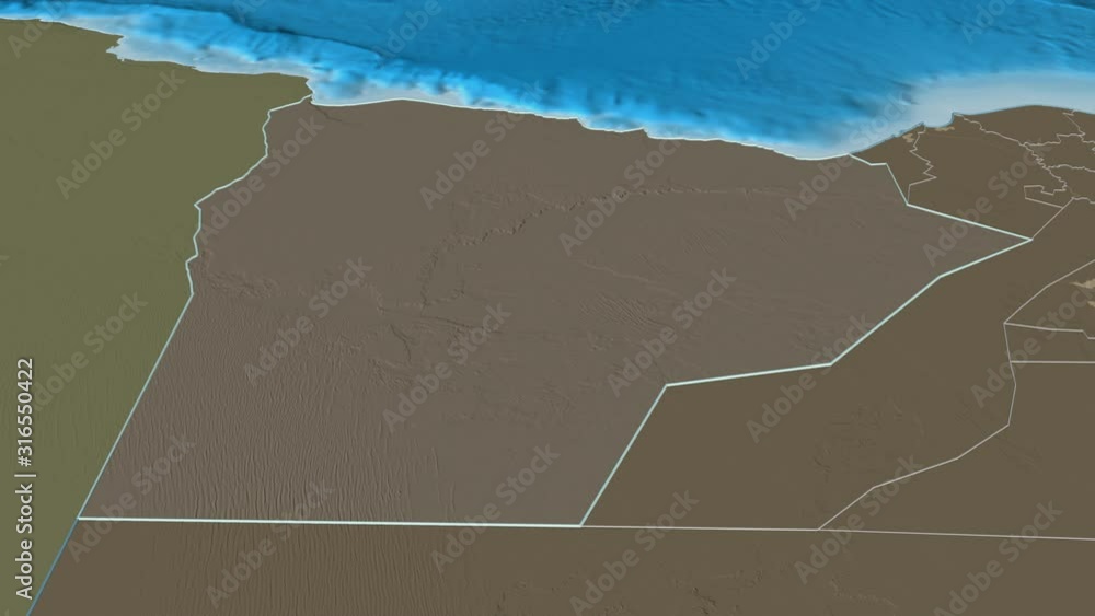 Matrouh, governorate with its capital, zoomed and extruded on the ...