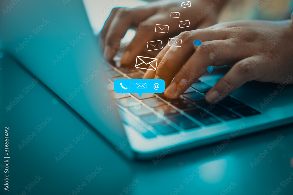 Contact us or Customer support hotline people connect. Businessman ...