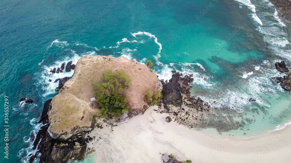 A top-down drone shot of an idyllic Koka Beach. Hidden gem of Flores ...