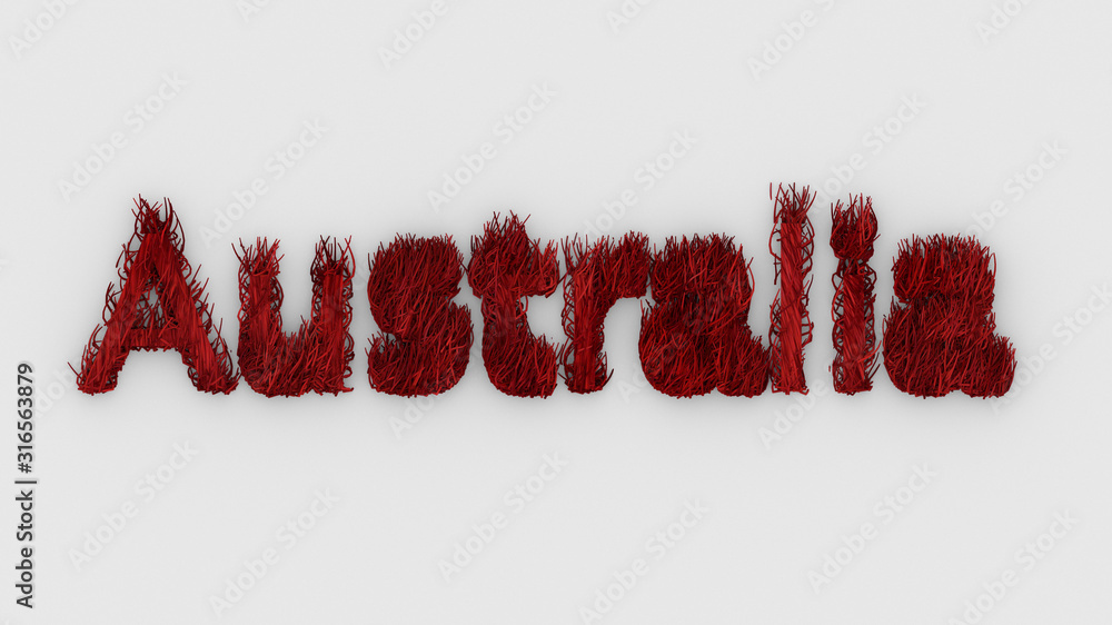Australia - red word 3d on fire, Pray For Australia , typography design ...