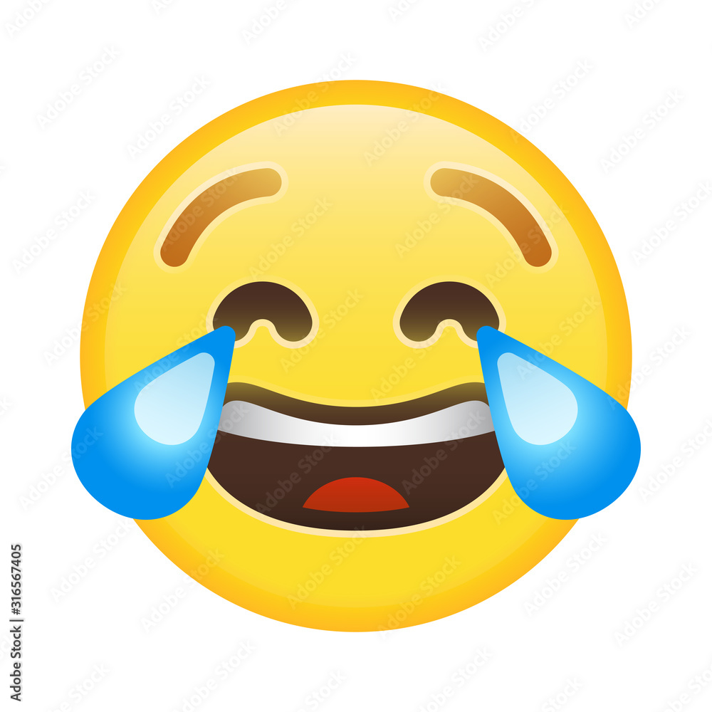 Emoticon laugh emoji cartoon face fun social media message sms vector ...