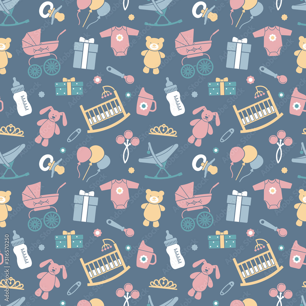 Seamless vector background on the theme of celebrating a baby shower ...