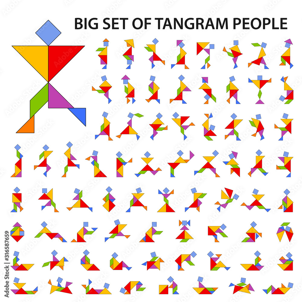 Set of vector tangram puzzles (geometric puzzle) for the development of ...