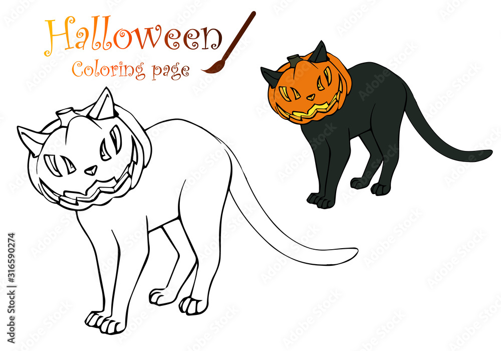 Halloween Black Cat Coloring Pages