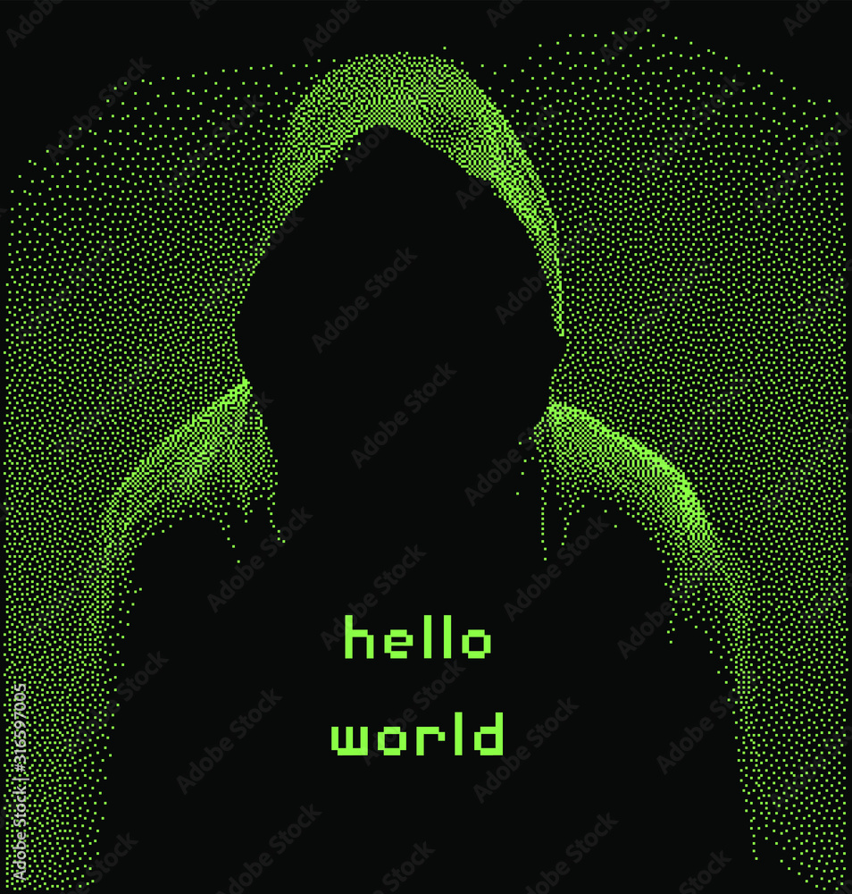 Anonymous woman or man in hood without face. Futuristic cyberpunk ...