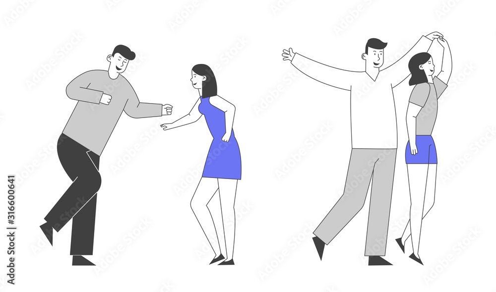 Young Girl and Man Couple Visiting Night Club Dancing Holding Hand ...