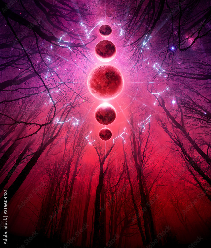 Triple Moon Pagan Wicca Moon Goddess Symbol - Red Three-faced Goddess ...