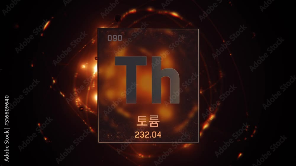 Thorium as Element 90 of the Periodic Table. Seamlessly looping 3D ...