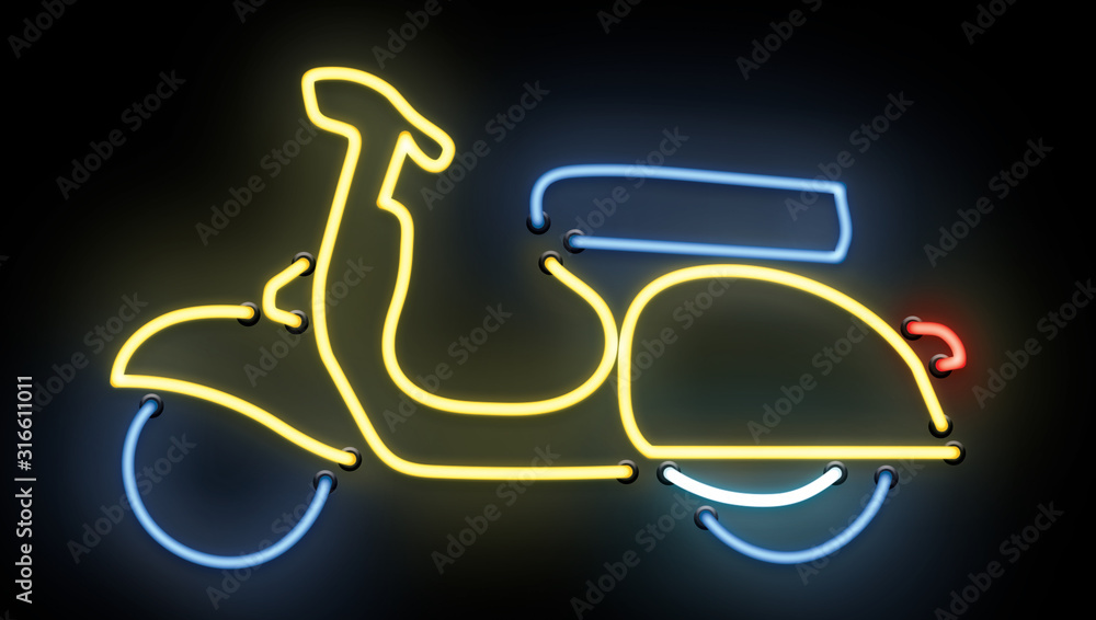 Vintage Vespa Neon Sign Stock Illustration | Adobe Stock