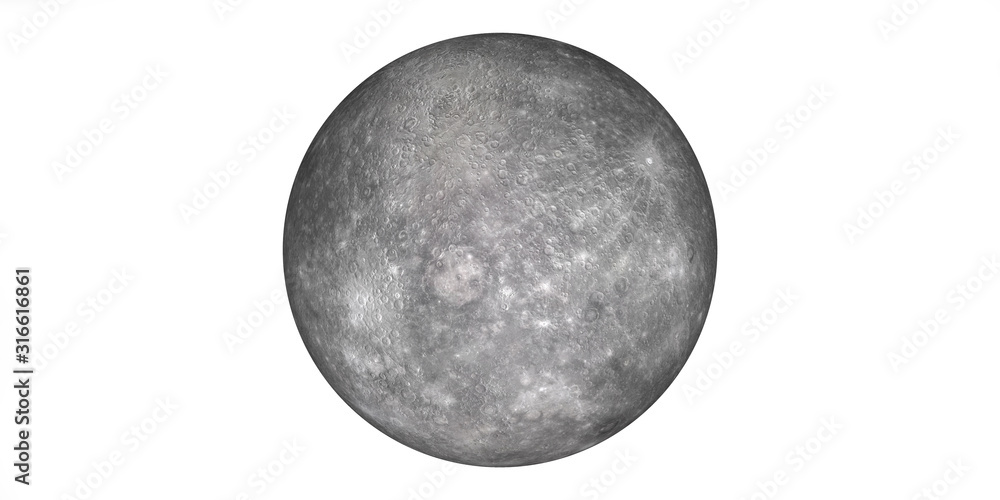 Planet Mercury white background Stock Illustration | Adobe Stock