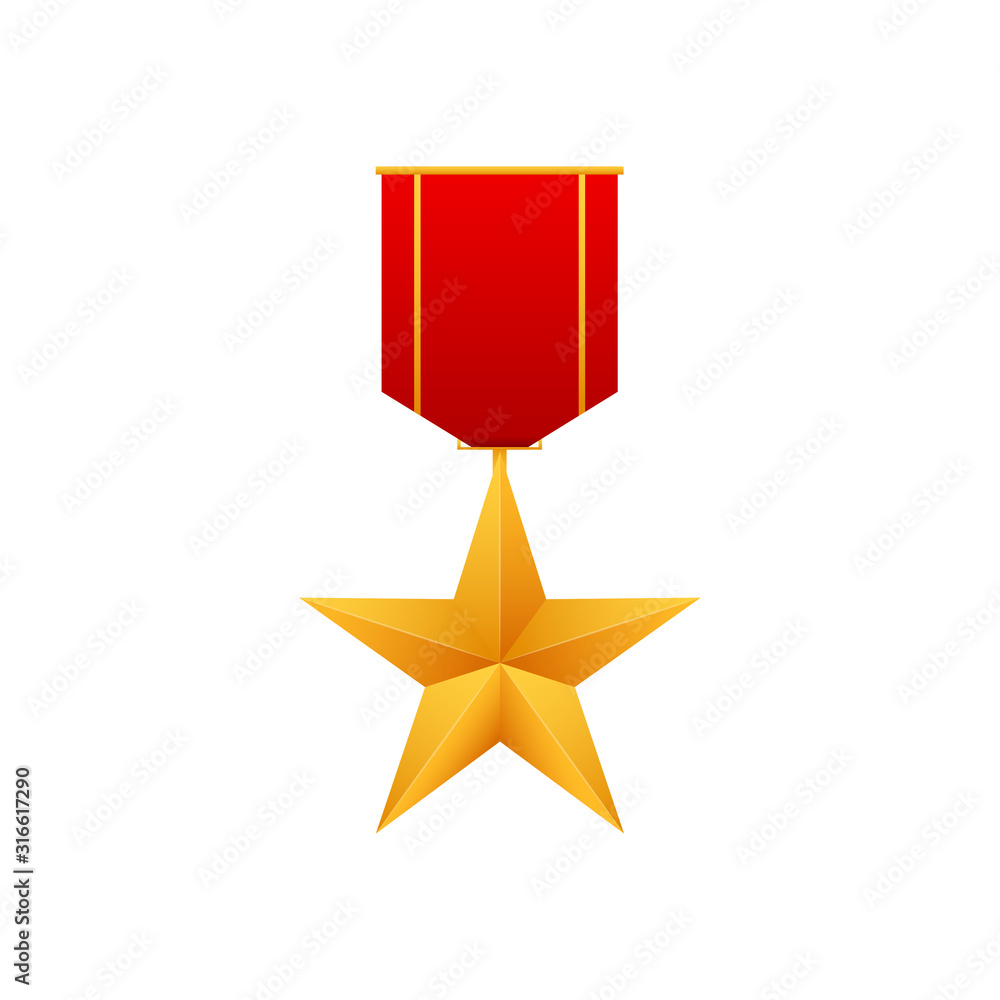 Hero of the Soviet Union gold star award. Illustration on white ...