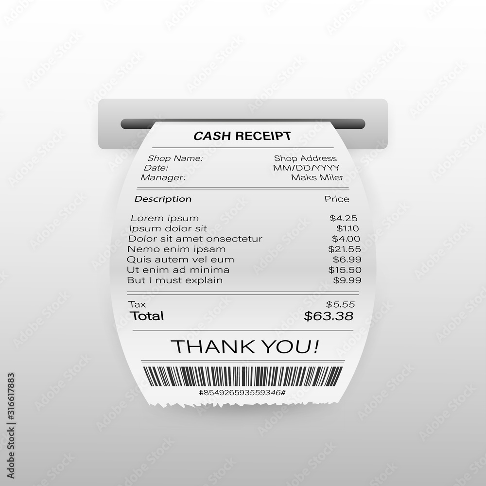 Vector Realistic 3d Paper Printed ATM Transaction Record Receipt Set ...