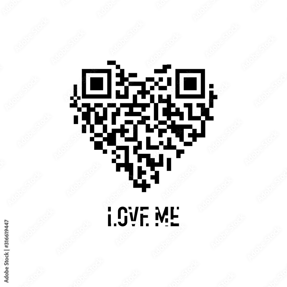 love heart qr code buy concept vector Stock Vector | Adobe Stock