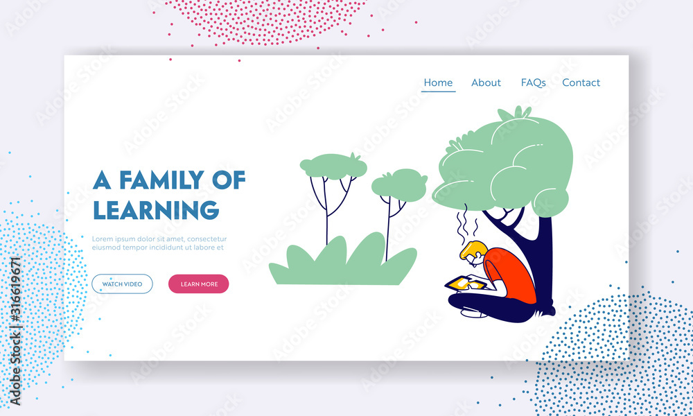 Education, Gaining Knowledge Website Landing Page. Young Man Student ...