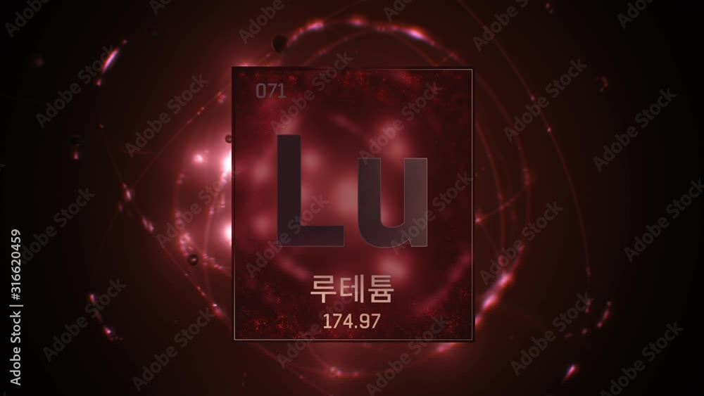 Lutetium as Element 71 of the Periodic Table. Seamlessly looping 3D ...