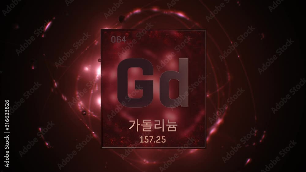 Gadolinium as Element 64 of the Periodic Table. Seamlessly looping 3D ...