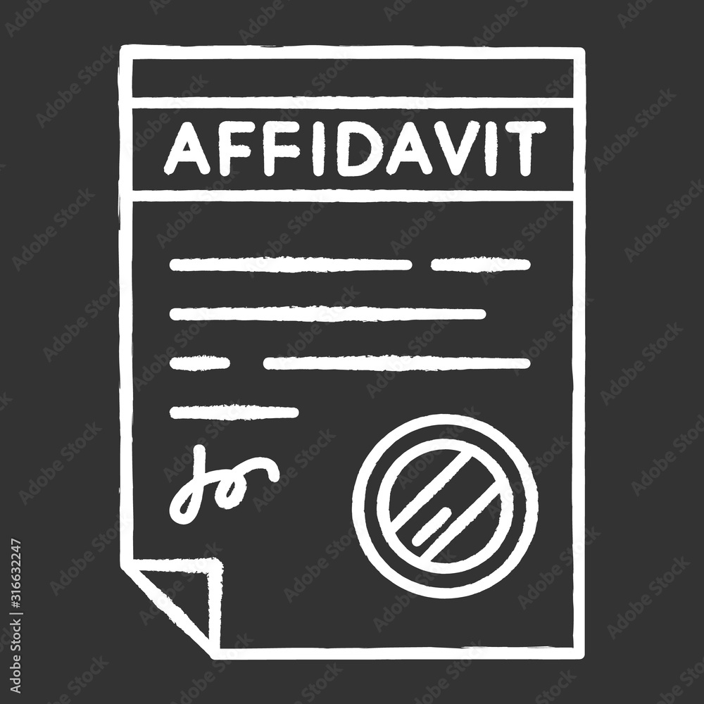 Confirmed affidavit chalk white icon on black background. Signed ...