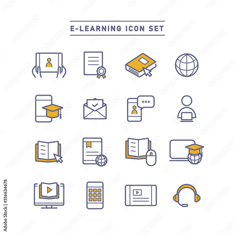 E-LEARNING ICON SET Stock Vector | Adobe Stock
