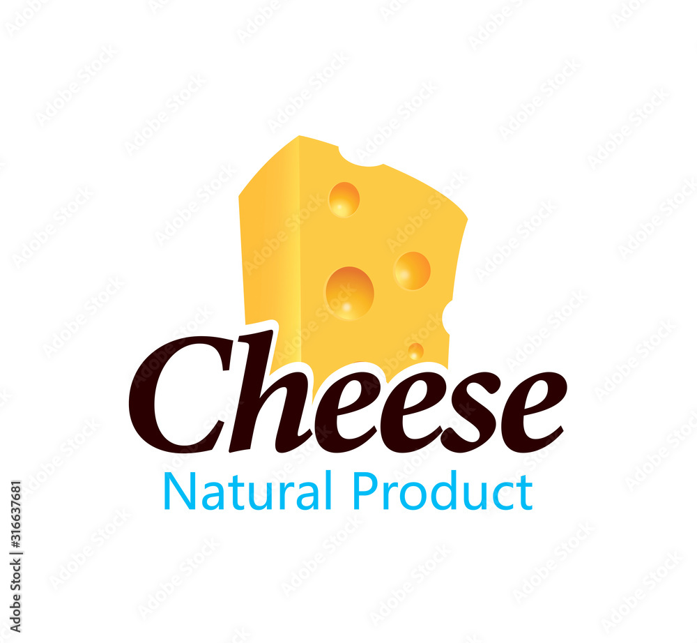 Cheese logo emblem with Holed Block of Cheese and Caption isolated on ...