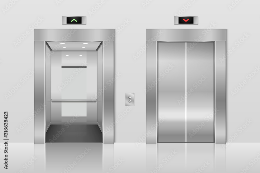 Vector 3d Realistic Blank Empty Open and Closed Steel, Chrome, Silver ...