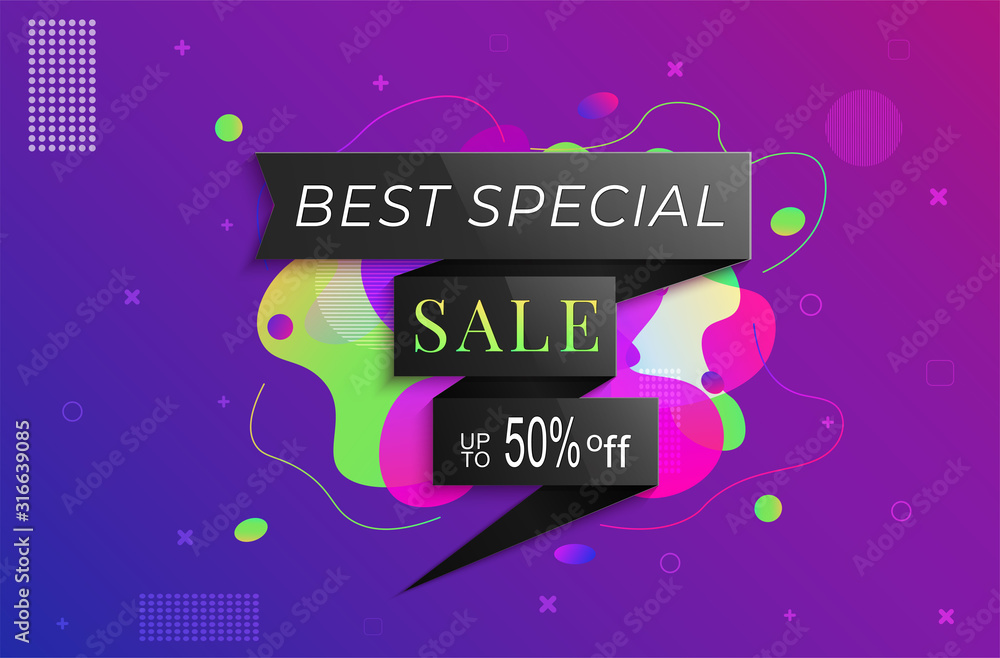Vektorová grafika „Sale promotion website design. and abstract liquid ...