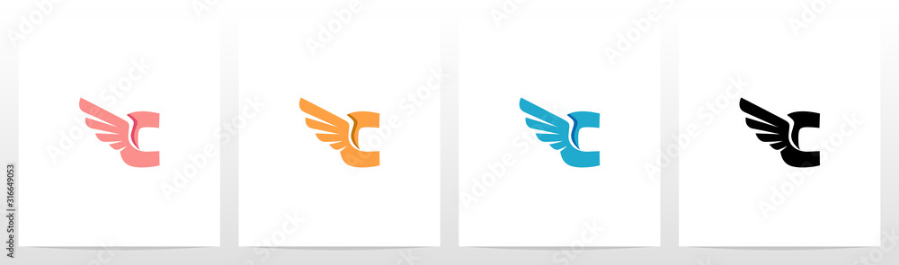 Wings On Letter Logo Design C Stock Vector | Adobe Stock