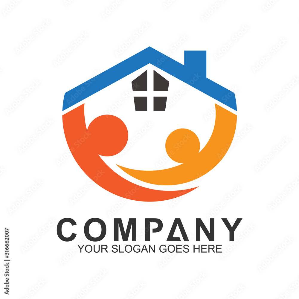 Happy Family House Logo, Housing Community, Logo House Care, Home ...